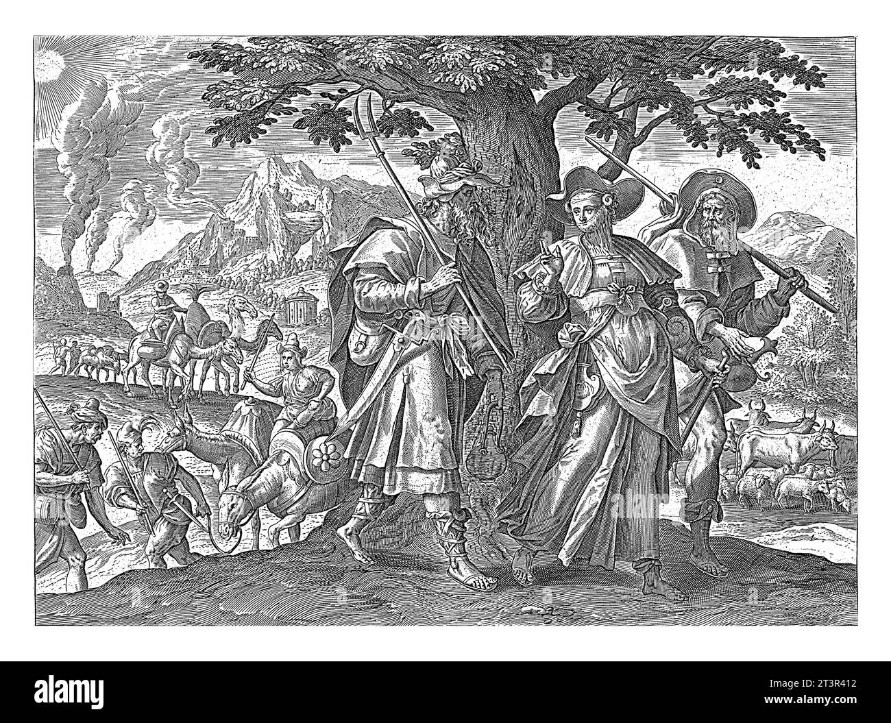 Abraham and Lot leave for Canaan, Adriaen Collaert (attributed to ...