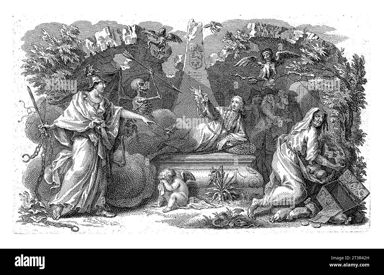 Allegorical representation with tomb, Simon Fokke, 1722 - 1784 ...