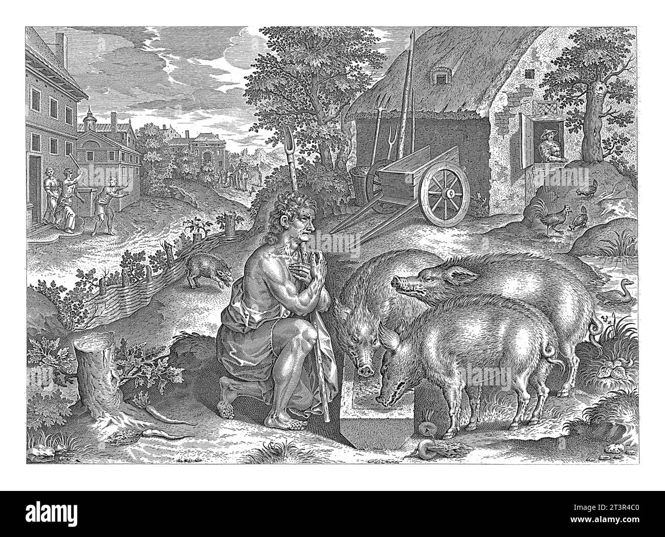 The Prodigal Son as Swineherd, anonymous, after Hans Collaert (I ...