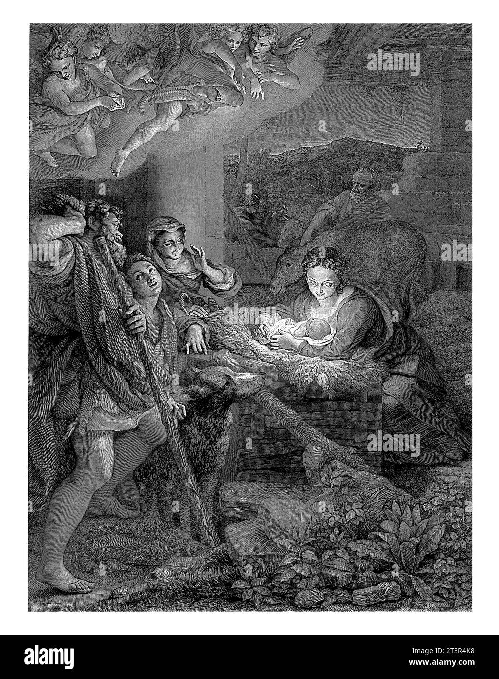 Adoration of the Shepherds. After Correggio with address of Arnold ...