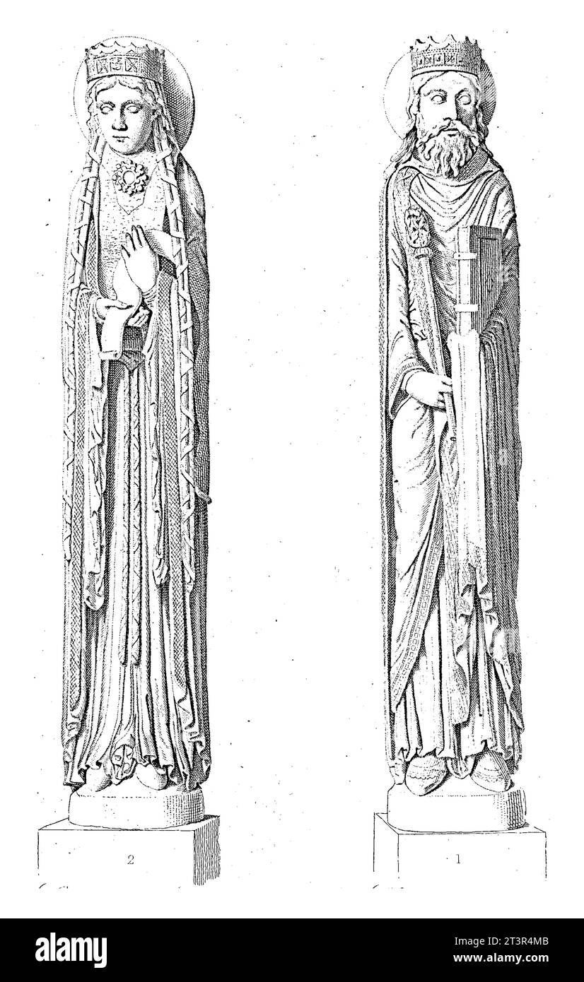 Sculptures of Clothilde and Clovis I from Notre-Dame de Corbeil, Jacopo ...
