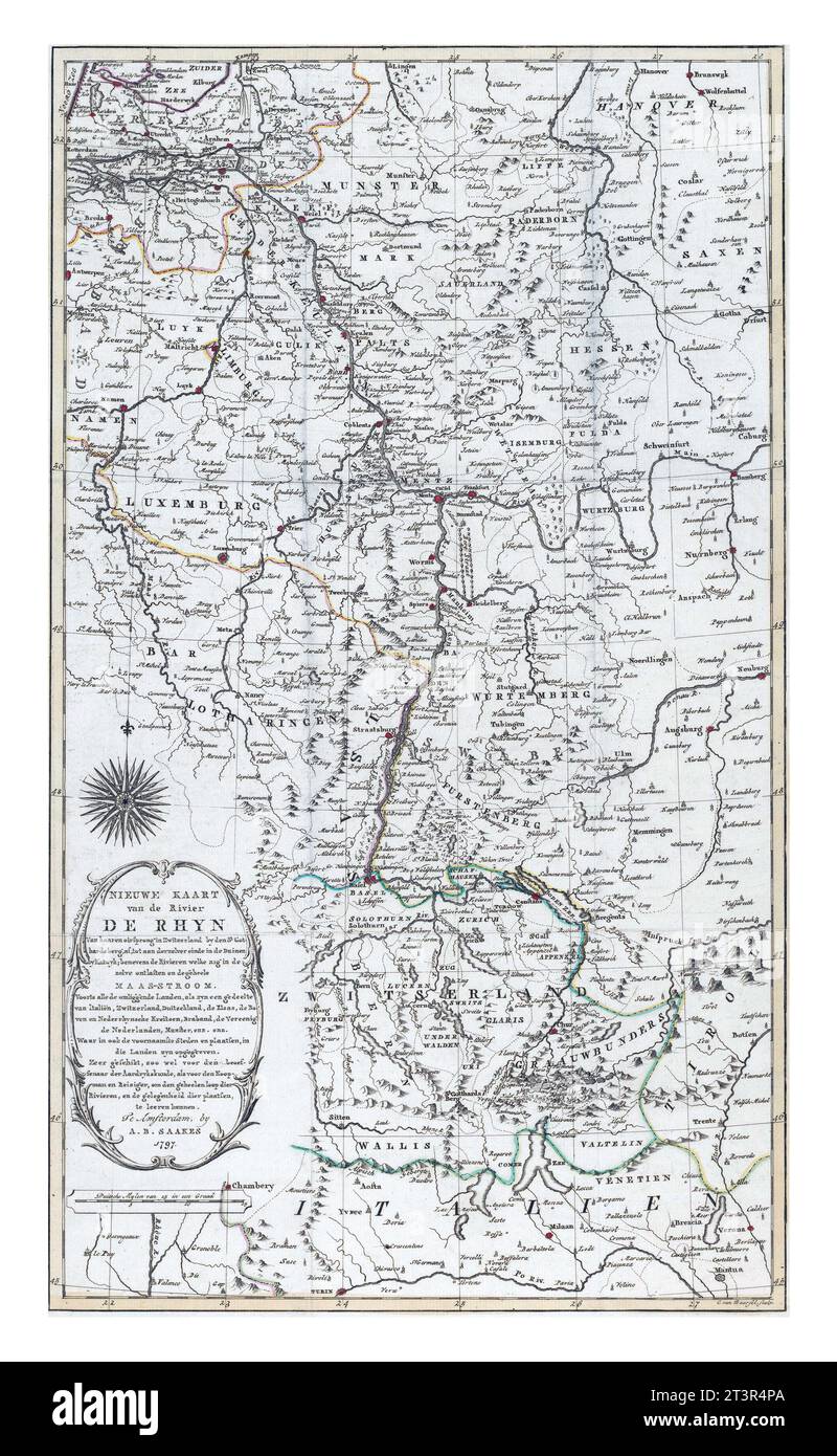 Old rhine river map Cut Out Stock Images & Pictures - Alamy