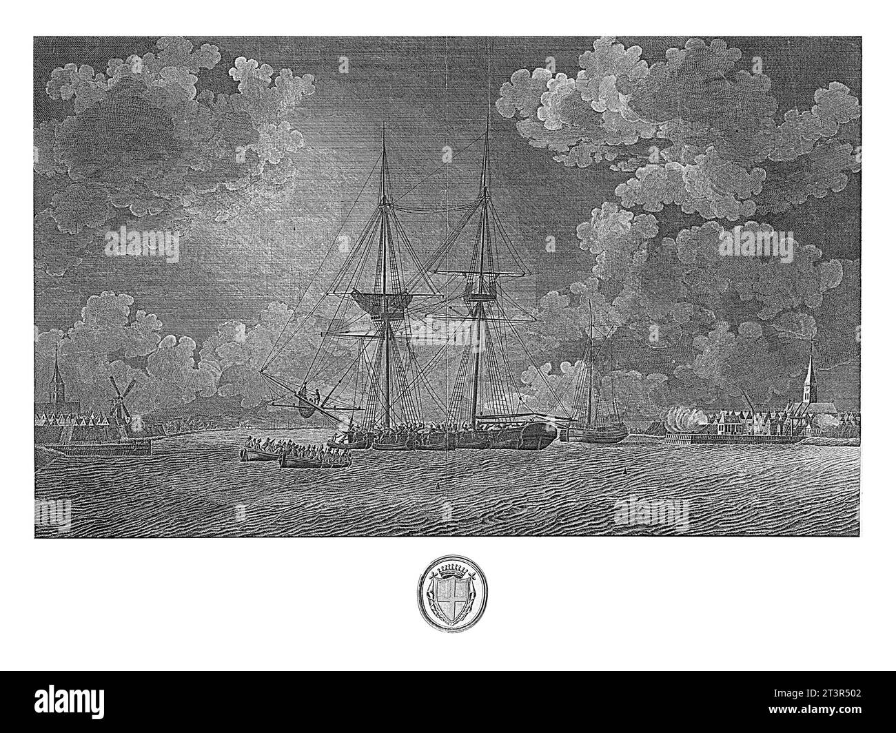 Capture of the French gunboat Ste. Lucie, 1793, Govert Kitsen, after ...