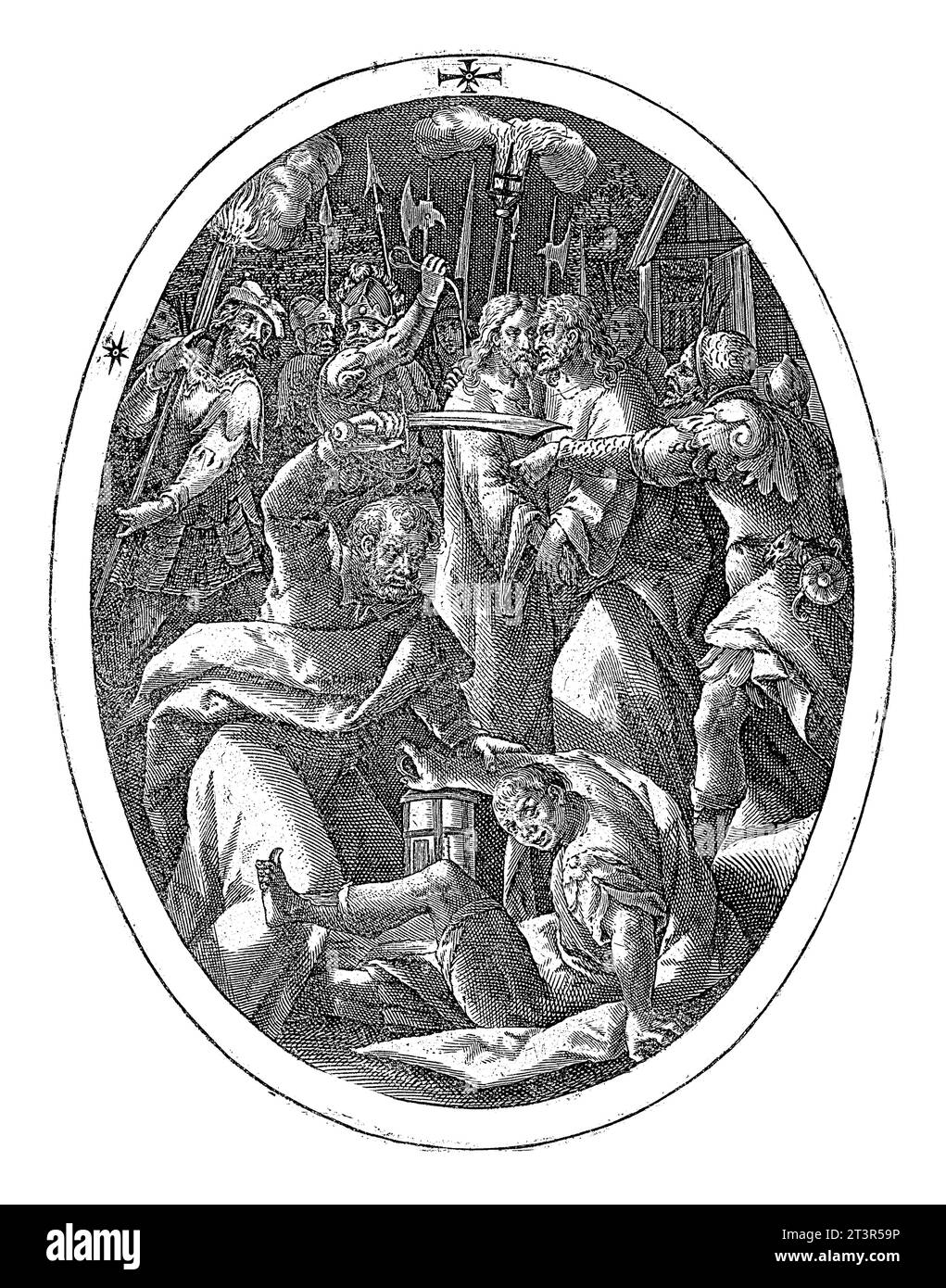 Judas Kiss and Arrest of Christ, Crispijn van de Passe (I), 1600 Judas kisses Christ on the ...