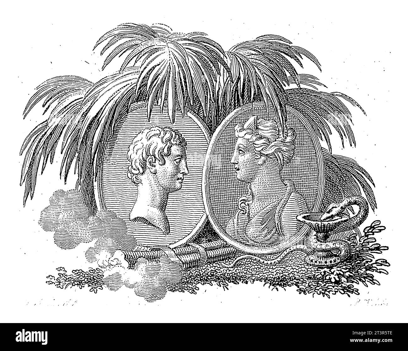 Two Roman portrait medallions, Philippus Velijn, after Jacob Smies ...