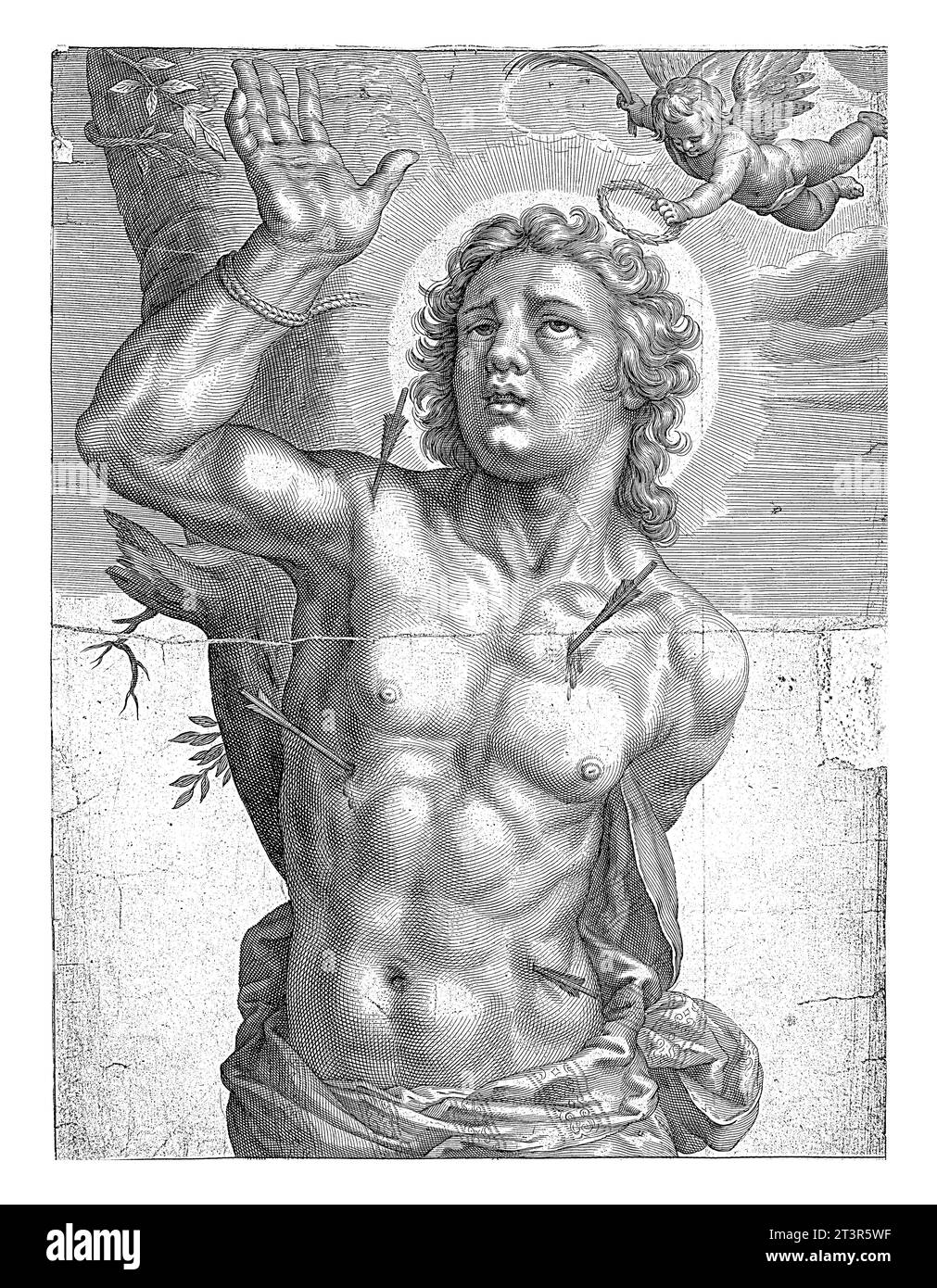 St. Sebastian, Jacob Matham, 1600 - 1610, vintage engraved Stock Photo ...