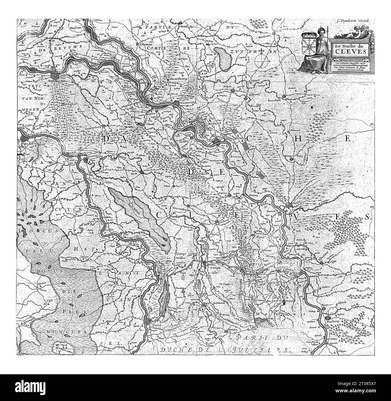 Map of Duchy of Cleves, Cornelis Danckerts, 1600 - 1699 Map of Duchy of Cleves with the many ...