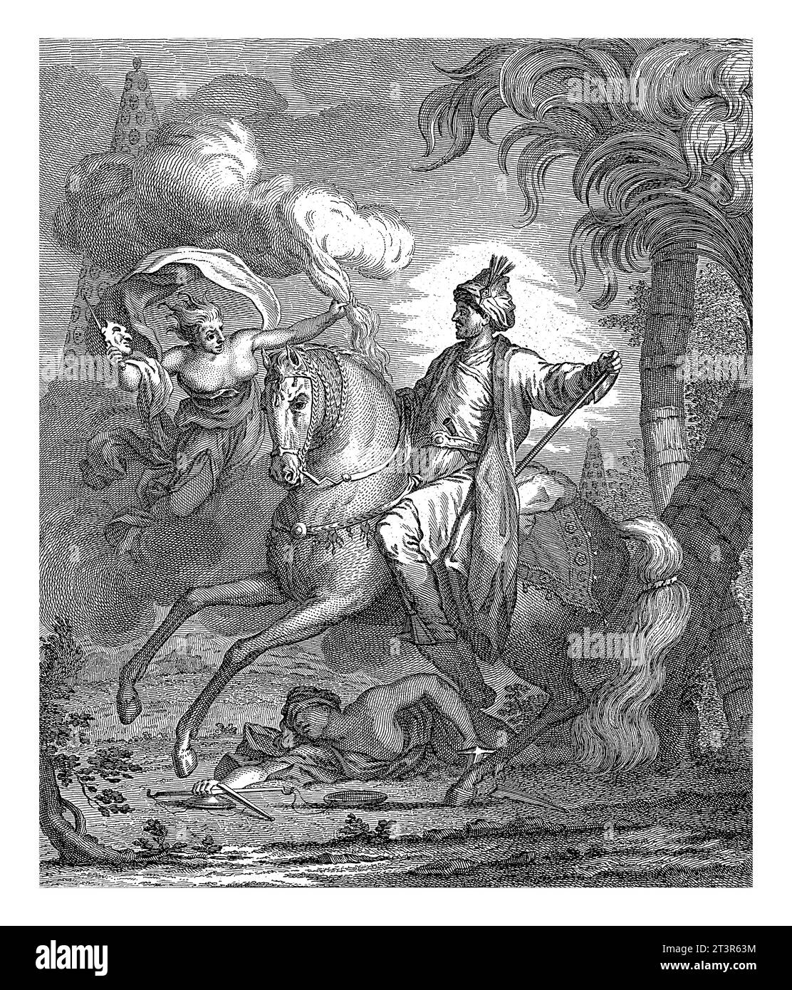 Nadir Shah Afshar on horseback, Jan Caspar Philips, after Blakey, 1736 ...