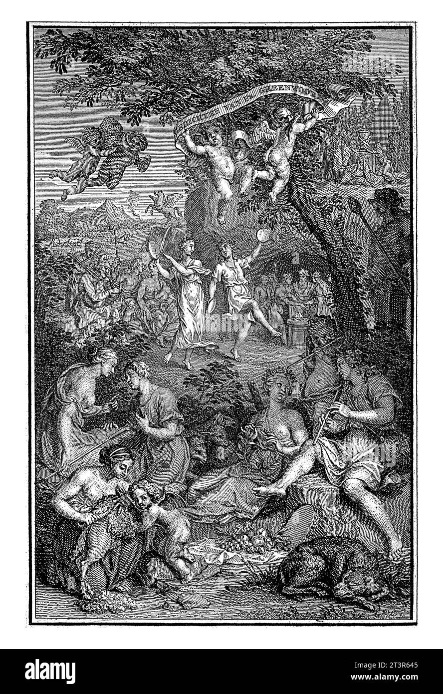 Landscape with Shepherds and Shepherdesses, Bernard Picart, 1718 Allegorical representation with ...