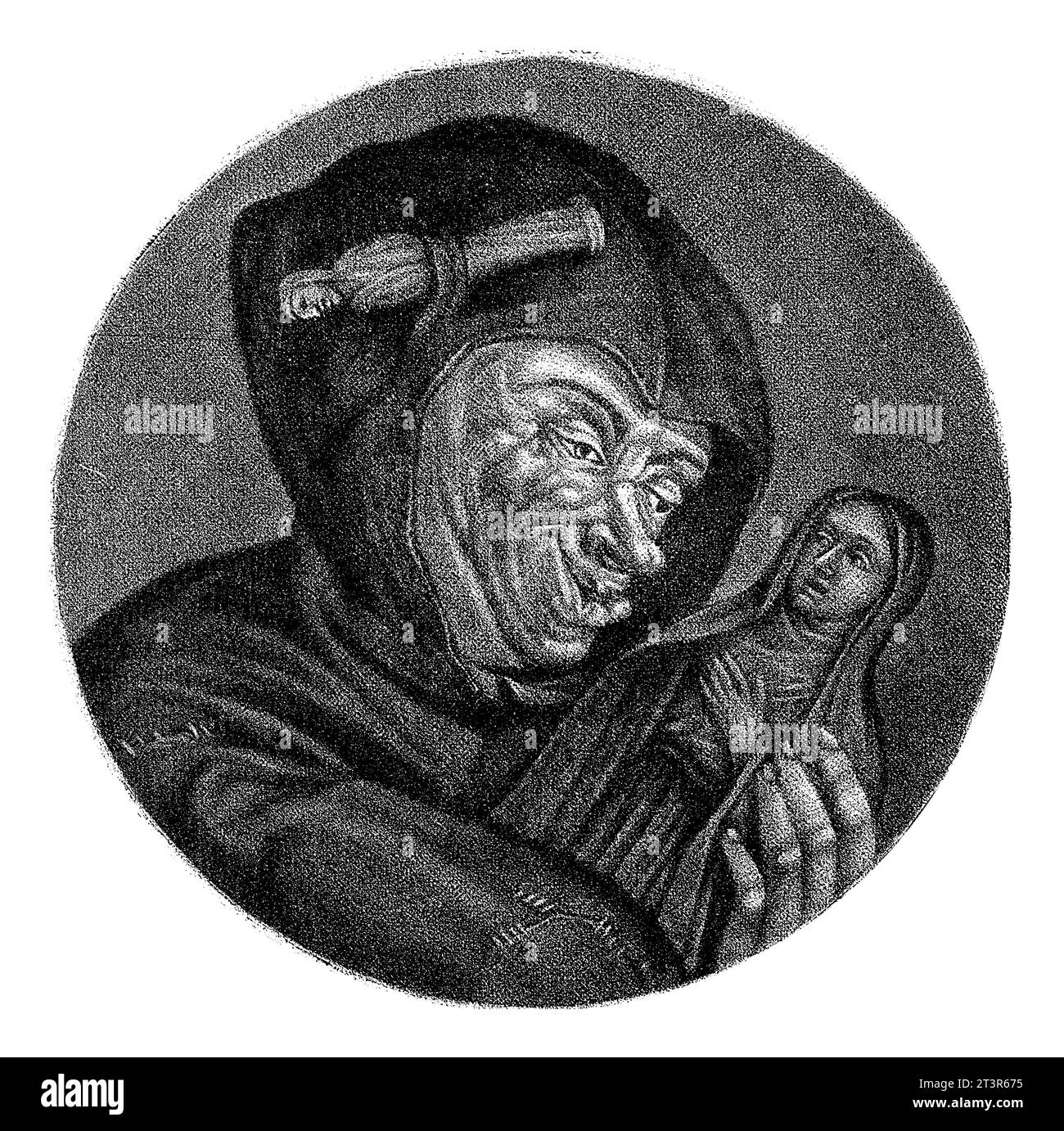 Monk with a statue of Mary, Jacob Gole, after Cornelis Dusart, 1693 ...