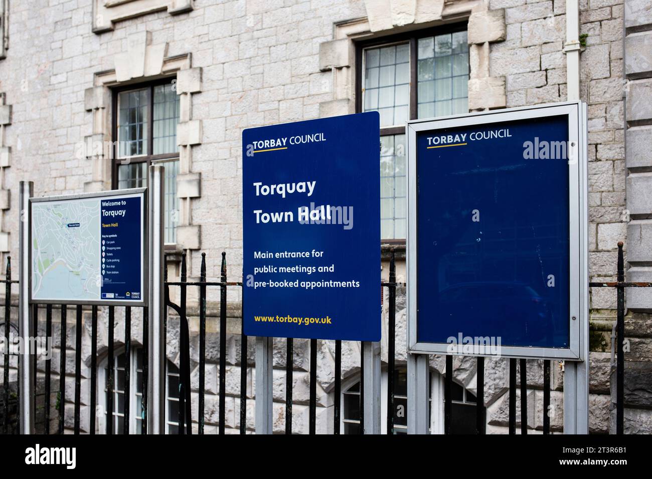 Torquay Town Hall sign at front entrance Stock Photo - Alamy