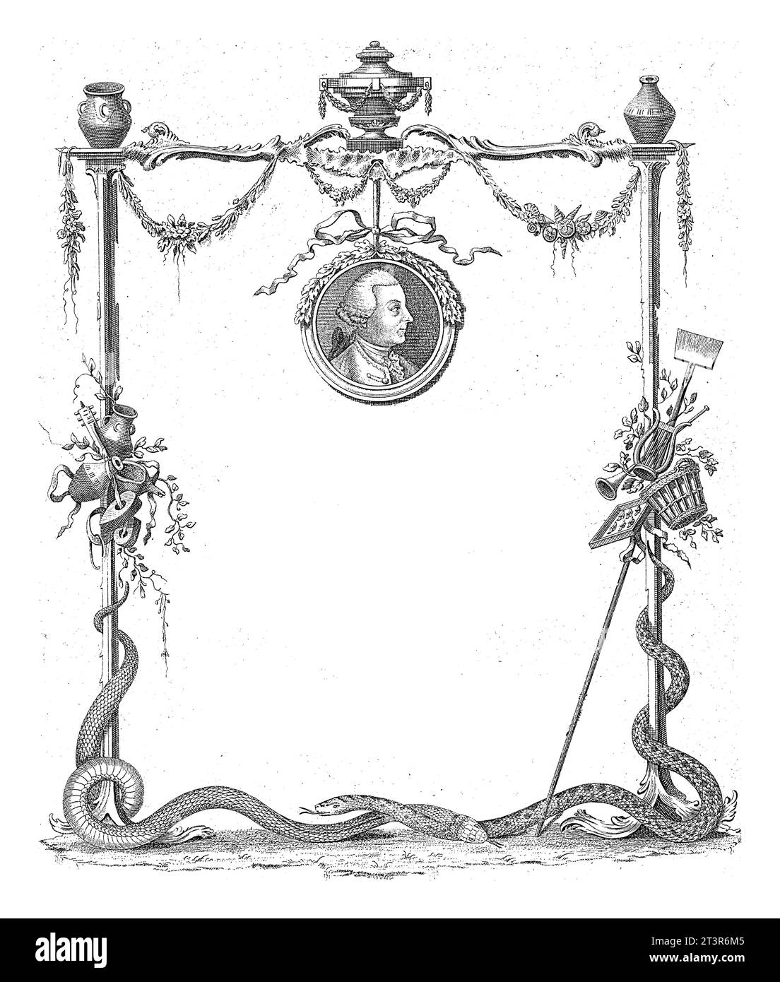 Decorative frame with snakes and the portrait of Johannes van Lier, Jan ...