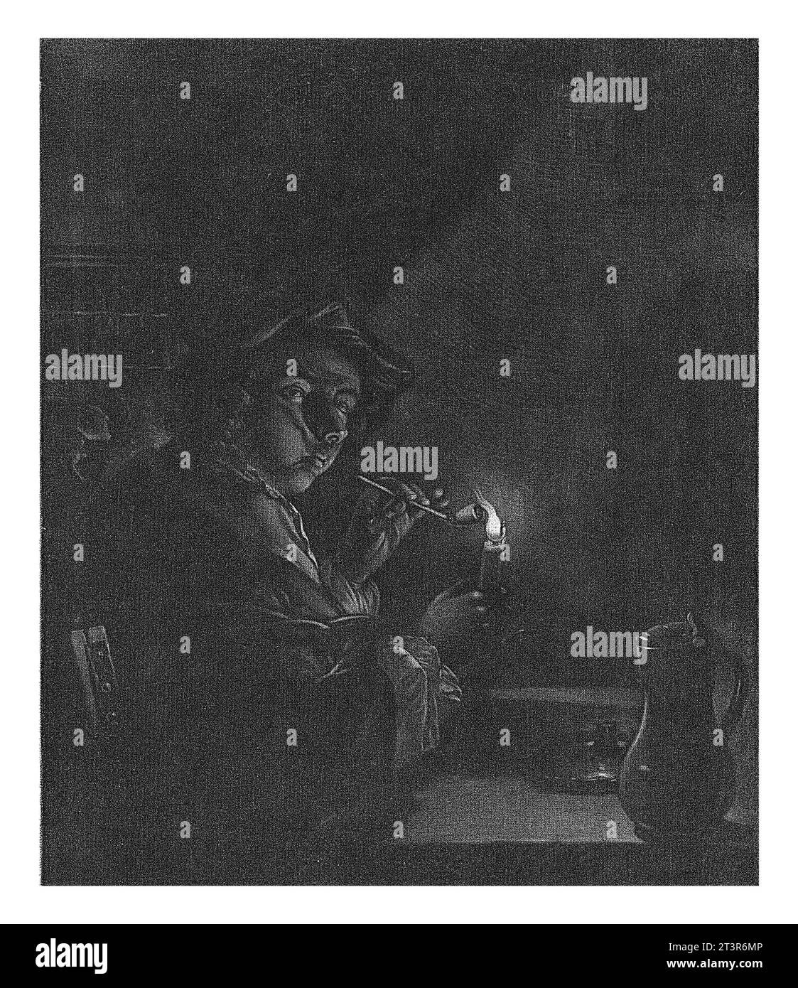 Man Lights His Pipe, Jan Stolker, after Godfried Schalcken, 1734 - 1785 ...