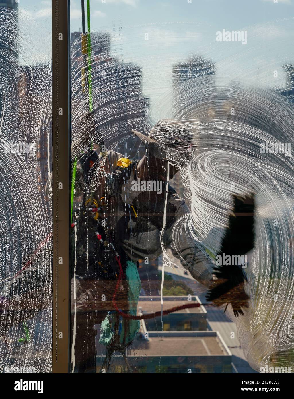 Window washer on skyscraper in Austin, Texas Stock Photo - Alamy