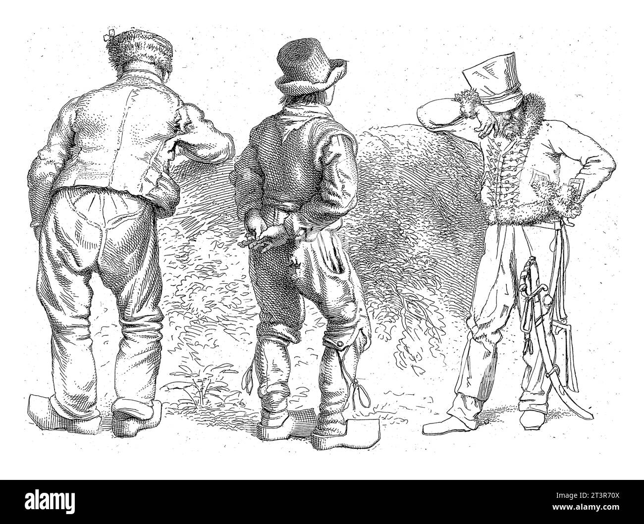 Study sheet with three standing figures, Jacob Ernst Marcus, 1815 Study ...