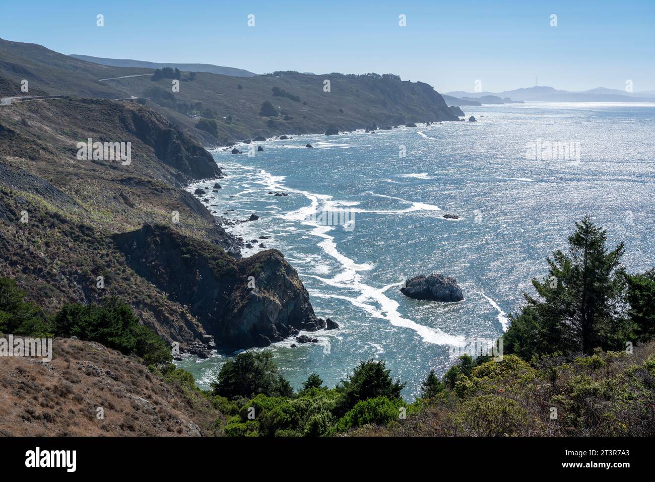 View from Muir Beach Lookout back towards San Francisco with ocean ...