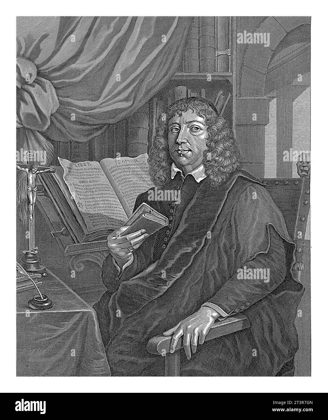 The clergyman Antonius van der Plaat sits at a writing table with a ...