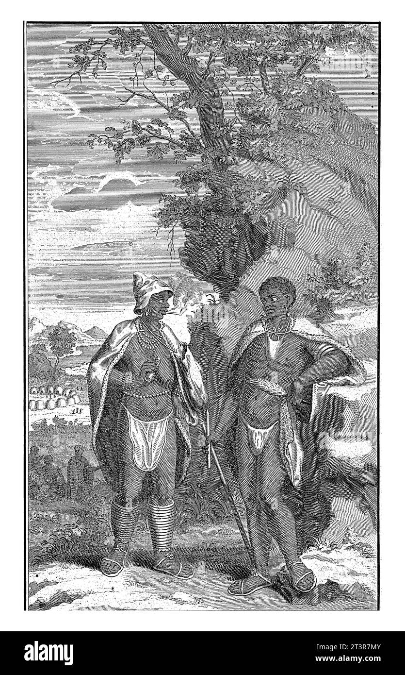 Clothing of the Khoi, Jan Caspar Philips, 1727 Landscape with a man and ...