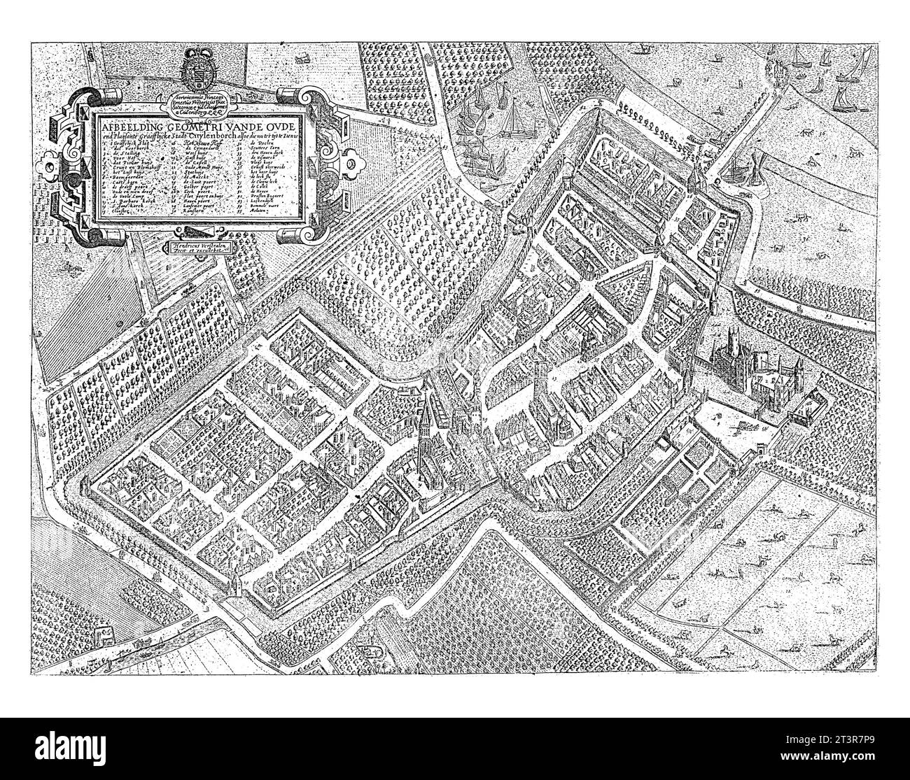 Map of Culemborg, Hendrik Jansz. Verstraelen, 1715 - 1720 Map in bird's ...
