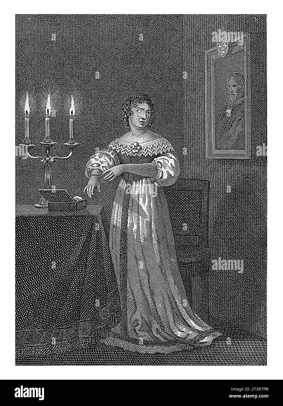 Lady at a Table with a Box and a Candlestick, Philippus Velijn, 1822 A ...