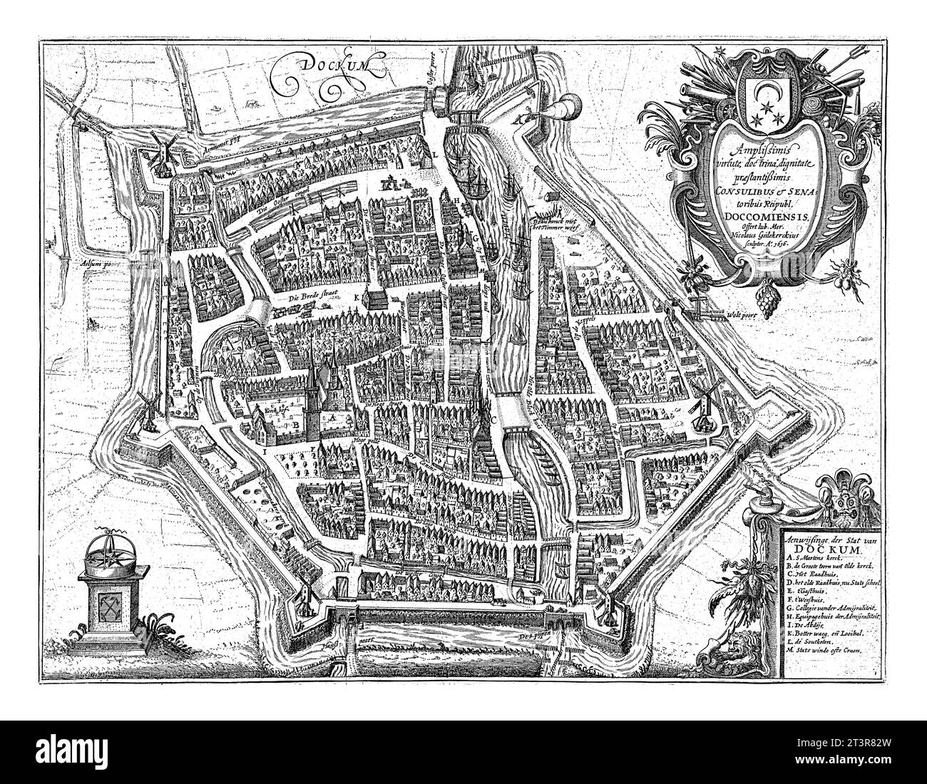 Map of Dokkum, Nicolaes van Geelkercken, 1616 Map of the city of Dokkum ...