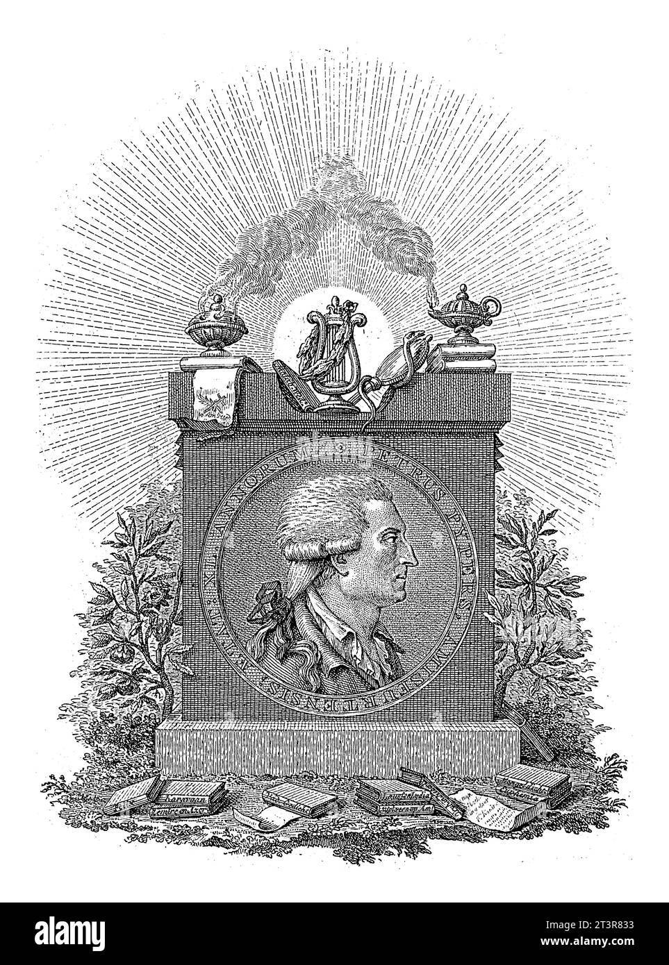 Allegorical memorial for the poet Petrus Pijpers. In the middle the ...