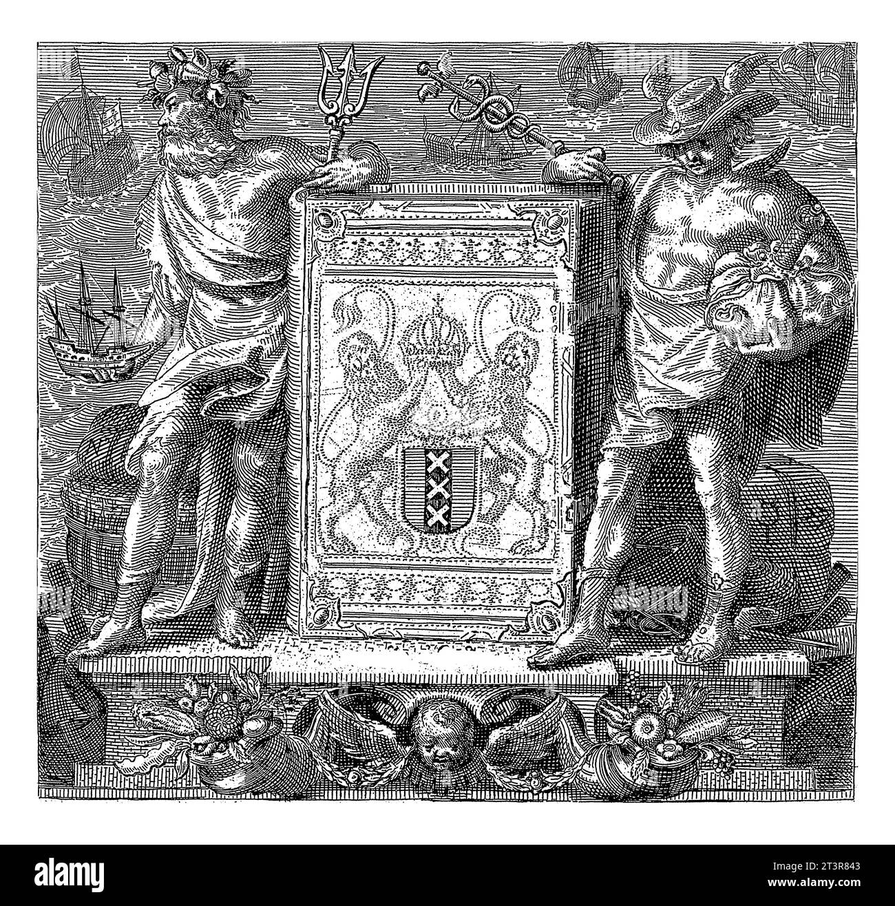 Trademark with Mercury and Neptune and the Coat of Arms of Amsterdam ...