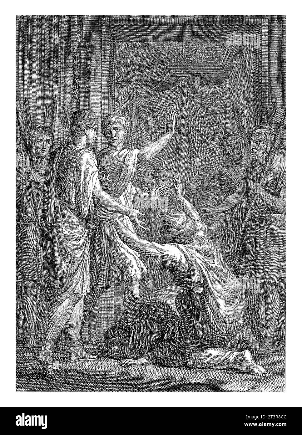 Two Germans kneel before Germanicus, Louis E.F. Garreau, after Jean ...
