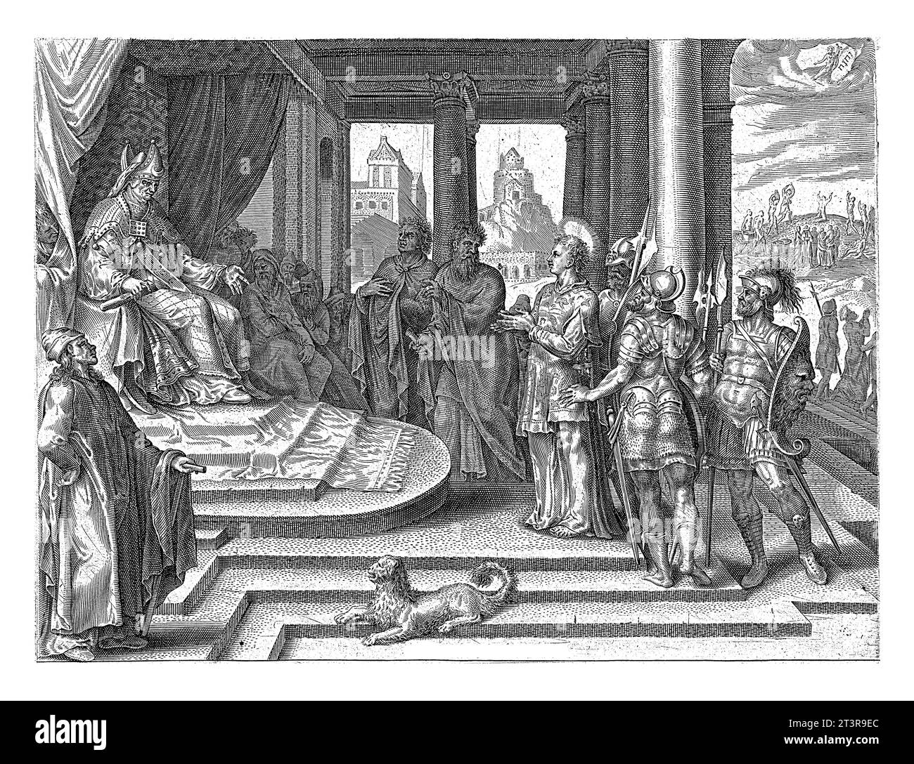 Stephen before the high priest, anonymous, after Philips Galle, after ...