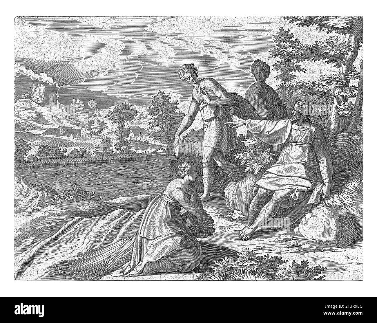 Ruth kneels before Boaz, Philips Galle, after Adriaan de Weerdt, 1557 ...
