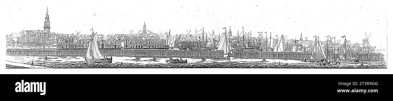 Panorama of Amsterdam, Pieter van der Meulen, 1792 - 1847 View of Amsterdam from the IJ, with ...