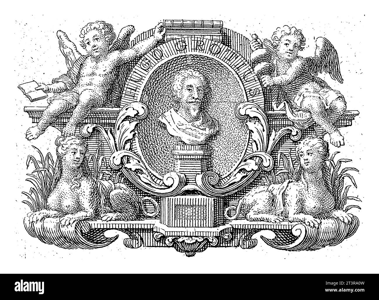 Portrait of Hugo Grotius, Jan Caspar Philips, 1744 Text sheet with the ...