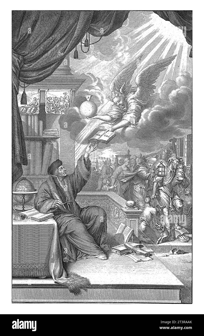 Desiderius Erasmus receives the book of truth, Jacobus Baptist, after ...