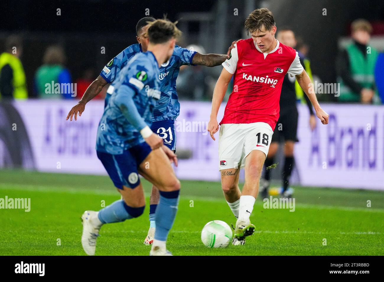 ALKMAAR - (l-r) Leon Bailey of Aston Villa FC, David Moller Wolfe of AZ ...