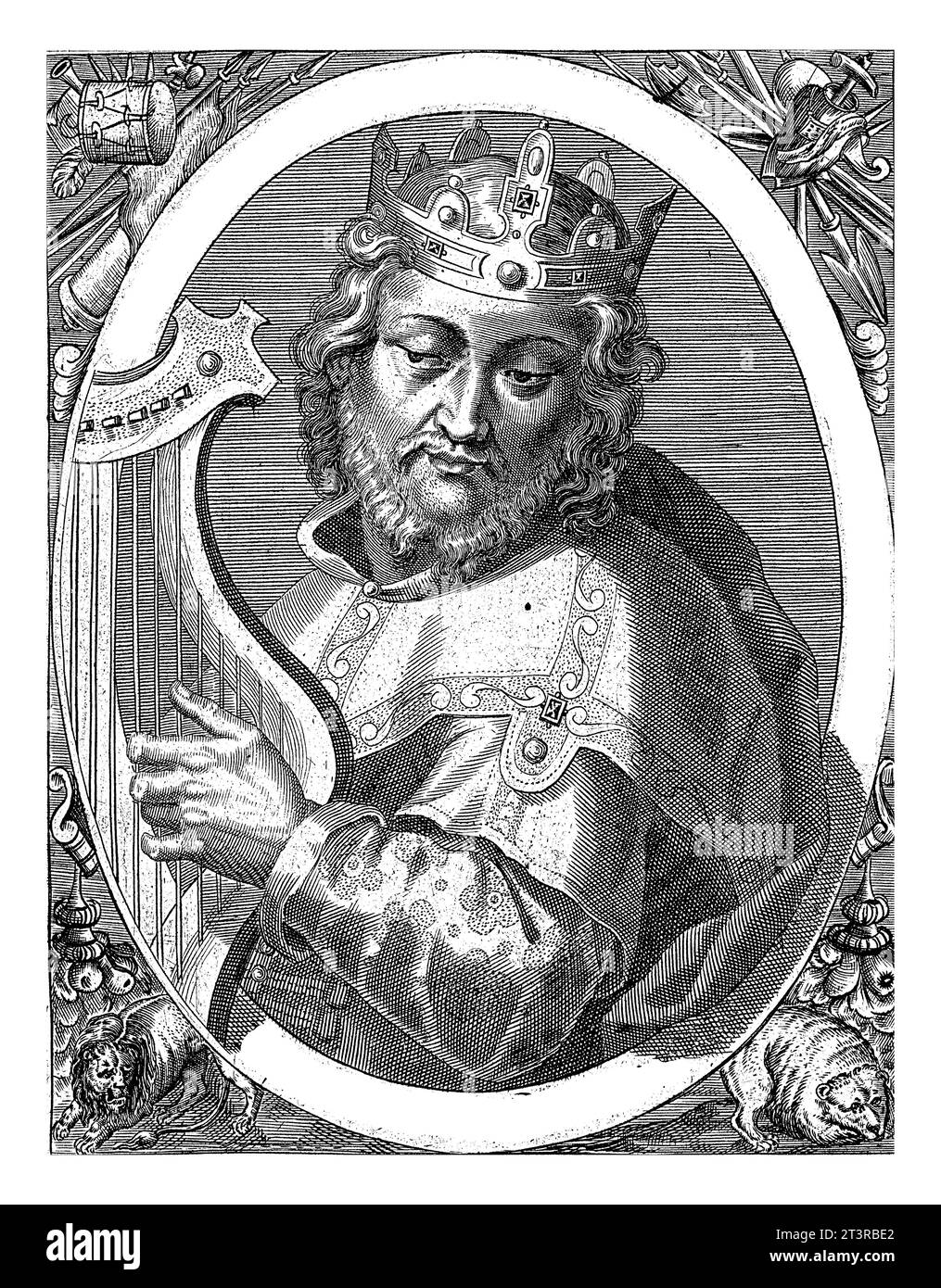 King David as one of the nine heroes, Willem van de Passe, 1621 - 1636 ...