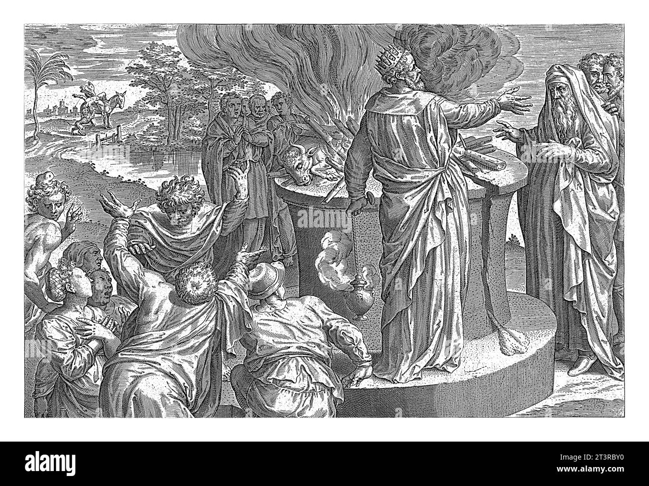 King Jeroboam and the man of God before the altar, Hans Collaert (I ...