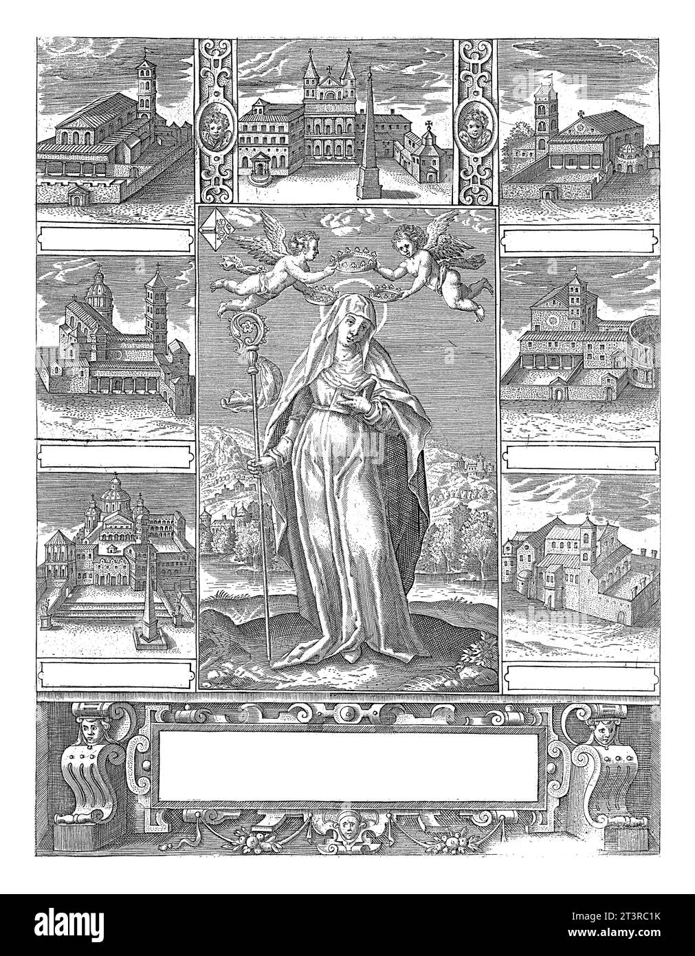 Saint Begga, Adriaen Collaert, 1570 - 1618 Saint Begga with an abbess ...