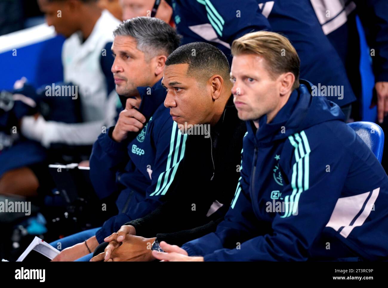 Ajax caretaker manager Hedwiges Maduro (centre) ahead of the UEFA ...