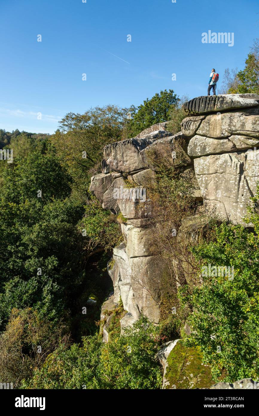 Cratcliffe Tor a rock outcrop near Robin Hoods Stride and the village ...