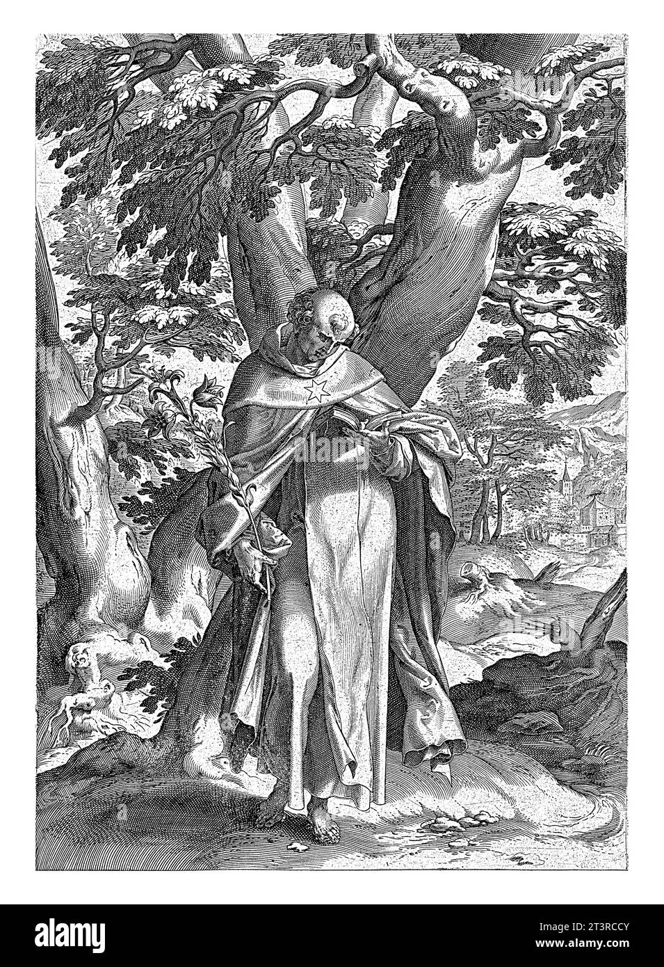 Landscape with Saint Dominic, Antonie Wierix (II), after Cornelis Cort ...