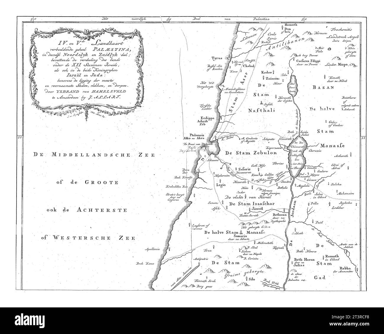Map of Palestine, Jan van Jagen, 1793, vintage engraved Stock Photo - Alamy