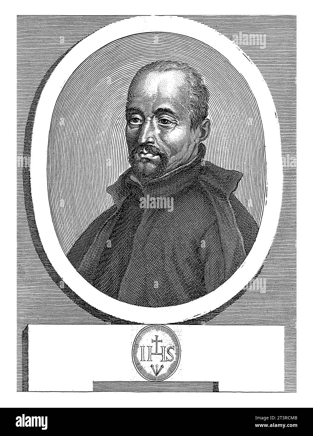 In the frame below his portrait the monogram of the Jesuits Stock Photo ...