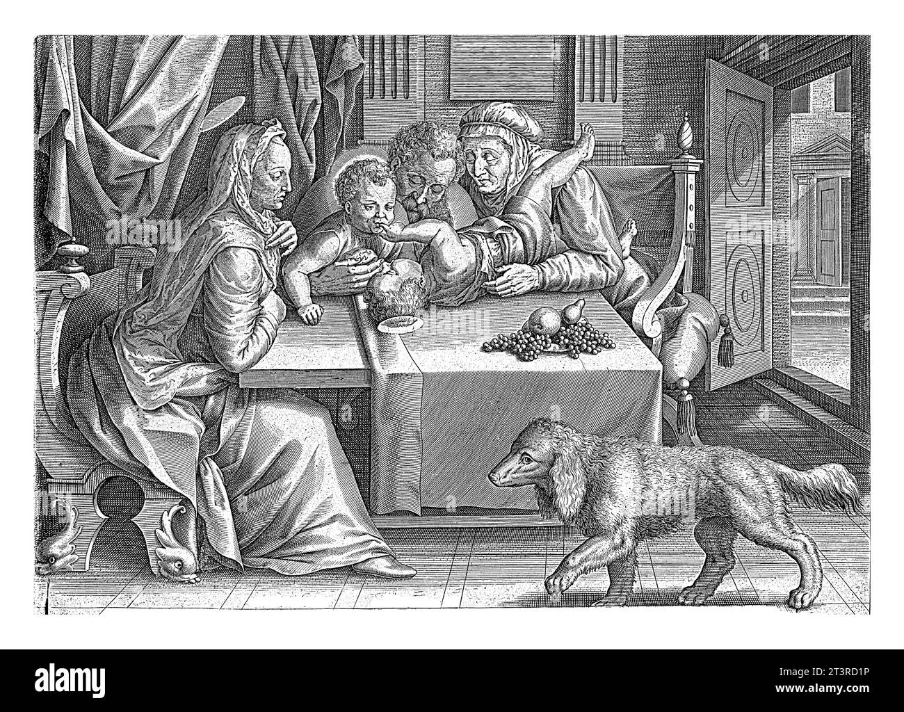 Holy Family with Elisabet and John the Baptist, Antonie Wierix (II ...