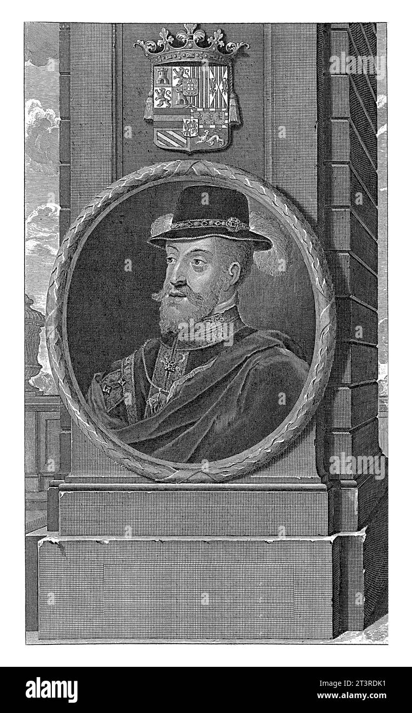 Portrait of King Philip II of Spain, Pieter van Gunst, after Adriaen ...