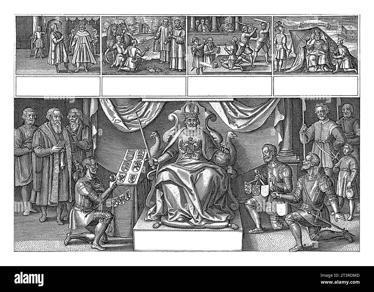 Rudolf I of Habsburg, Roman-German king, on his throne, Johannes Wierix ...