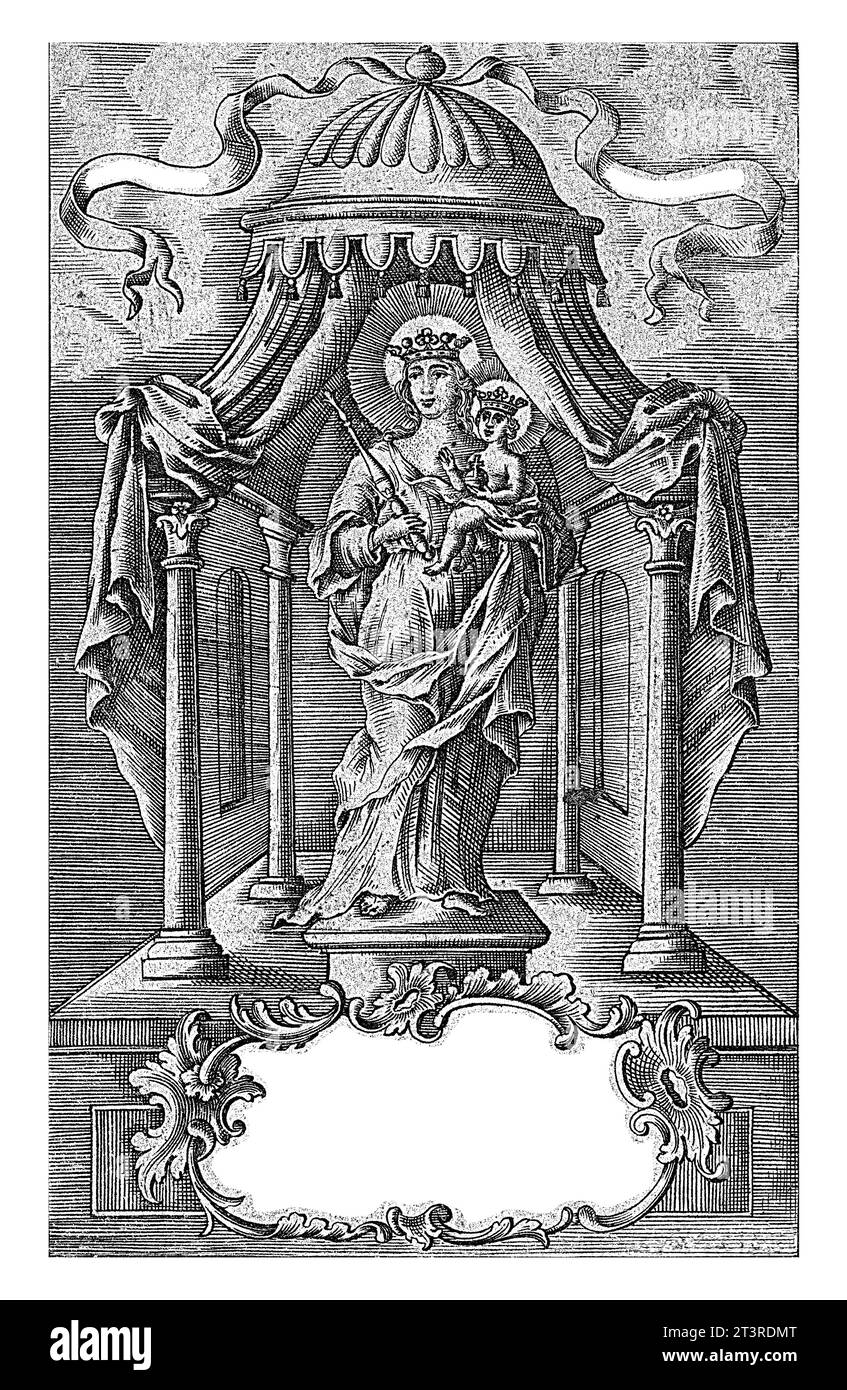 Statue of Mary with Child and scepter standing under canopy, Barbier ...