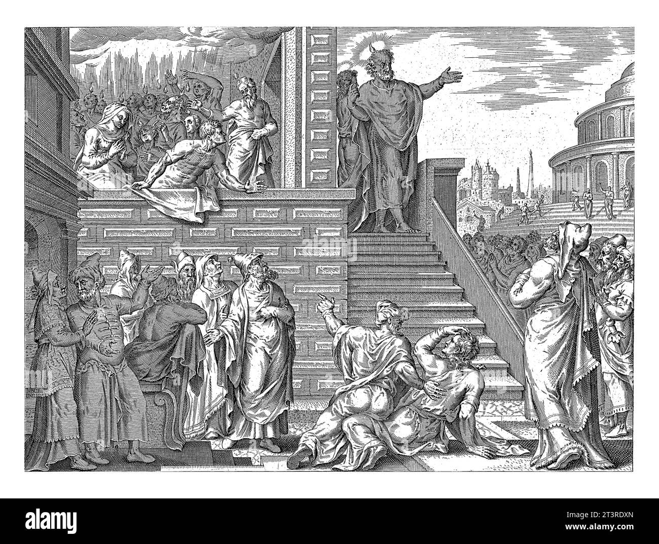 Peter preaches in Jerusalem, Claes Jansz. Visscher, after Philips Galle ...