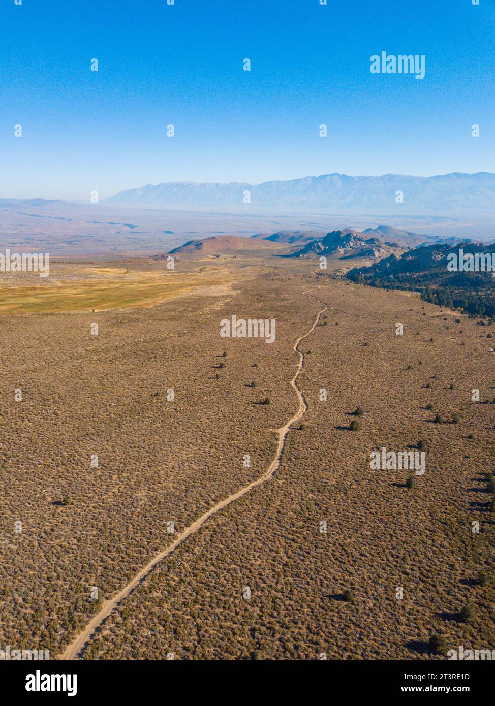 Aerial Views of Eastern Sierra Nevada Mountains taken with drone during ...