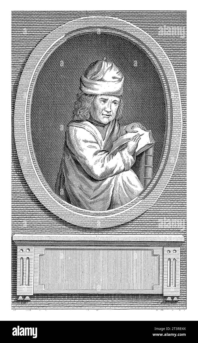 Portrait of the poet Jacob van Maerlant, sitting on a chair in a ...