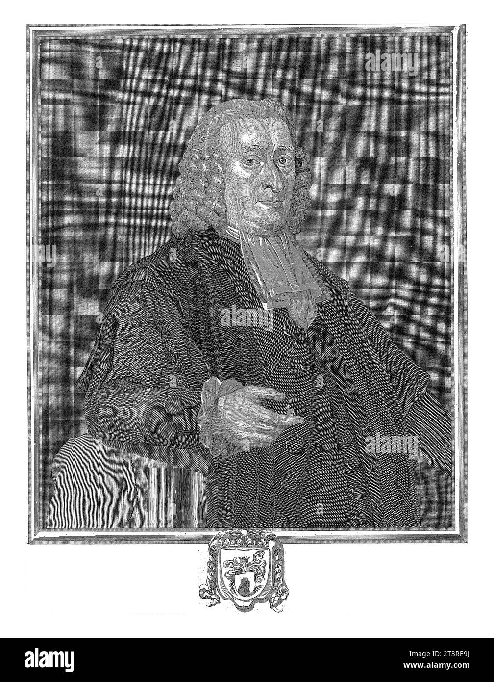 Half-length portrait of Professor Christophorus Saxius. He wears a toga ...